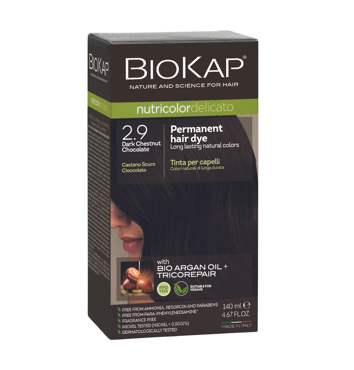 BioKap Nutricolor Delicato 2.9 Dark Chestnut Chocolate Permanent Hair ...