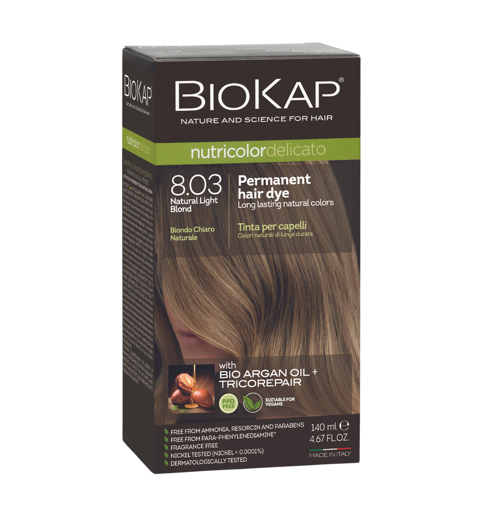 BioKap Nutricolor Delicato 8.03 Natural Light Blond Permanent Hair Dye ...