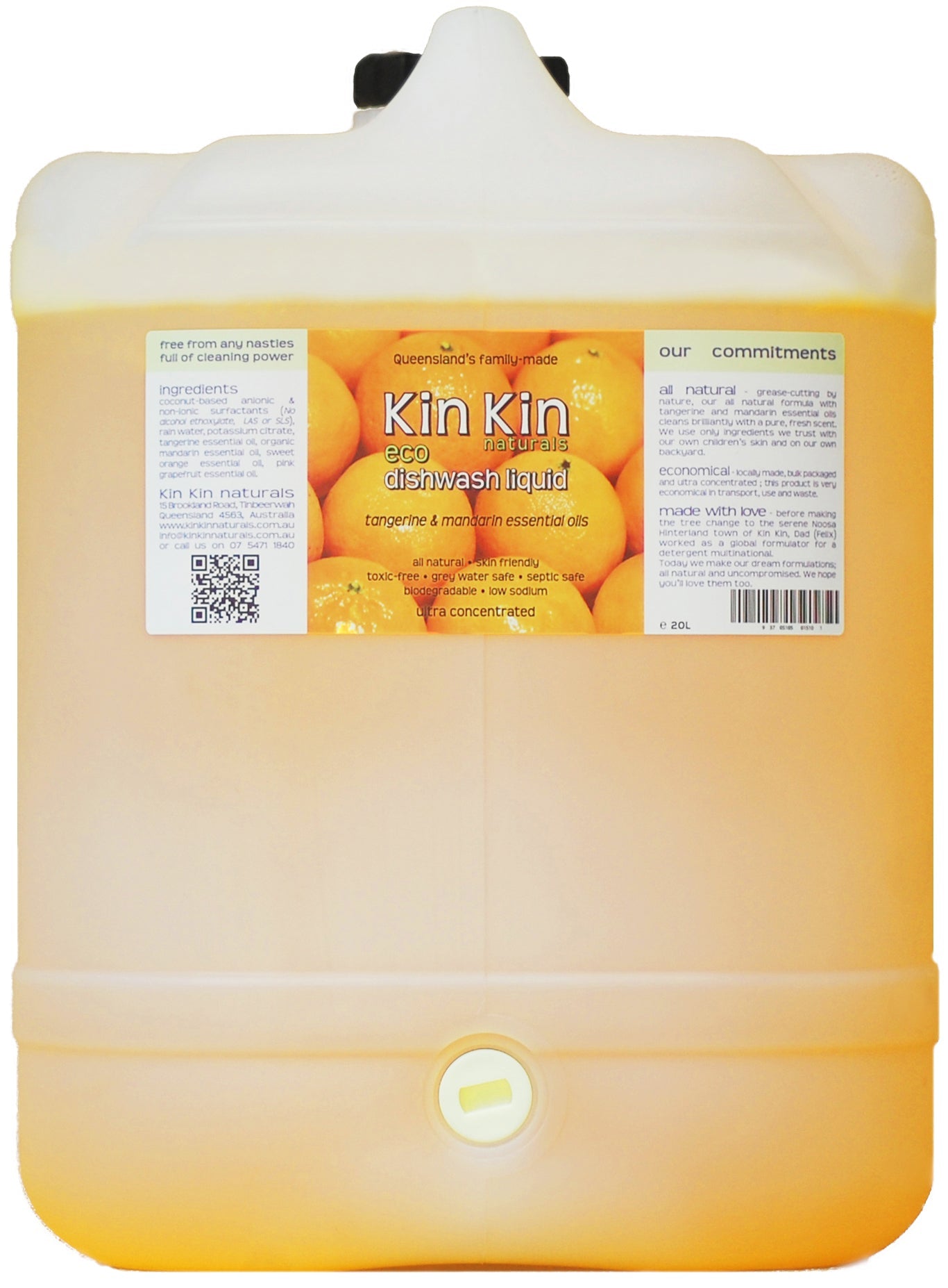 Kin Kin Bulk Dishwash Liquid Tangerine & Mandarin 20L – L'Organic